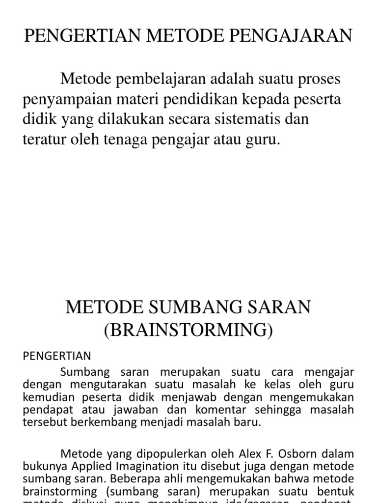 Metode Sumbang Saran dalam Pembelajaran | PDF | Pengembangan Diri