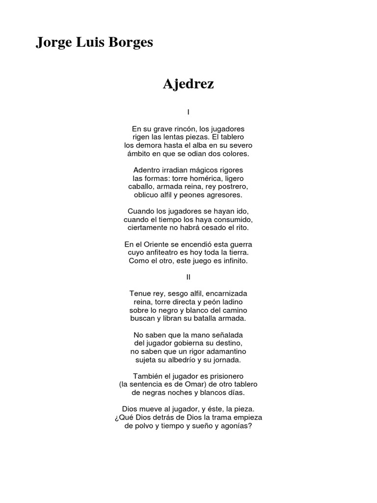 Jorge Luis Borges - Ajedrez | PDF