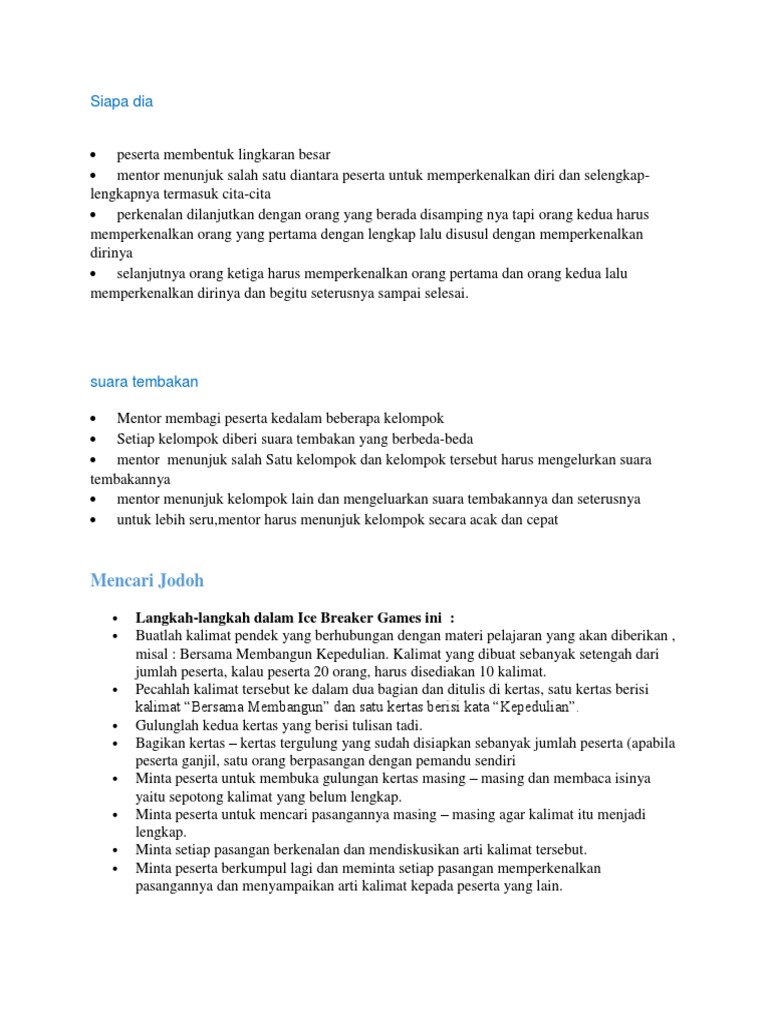 Permainan Ice Breaker Kreatif untuk Kelompok | PDF