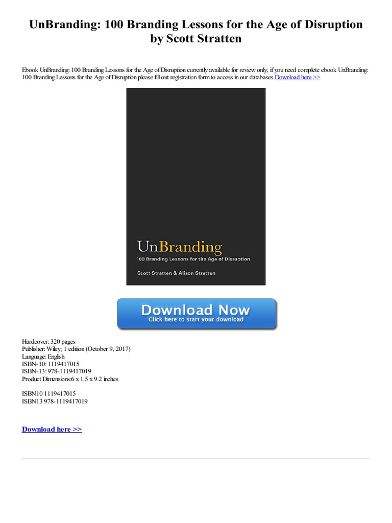 Unbranding 100 Branding Lessons For The Age of Disruption PDF | PDF | Brand | Business