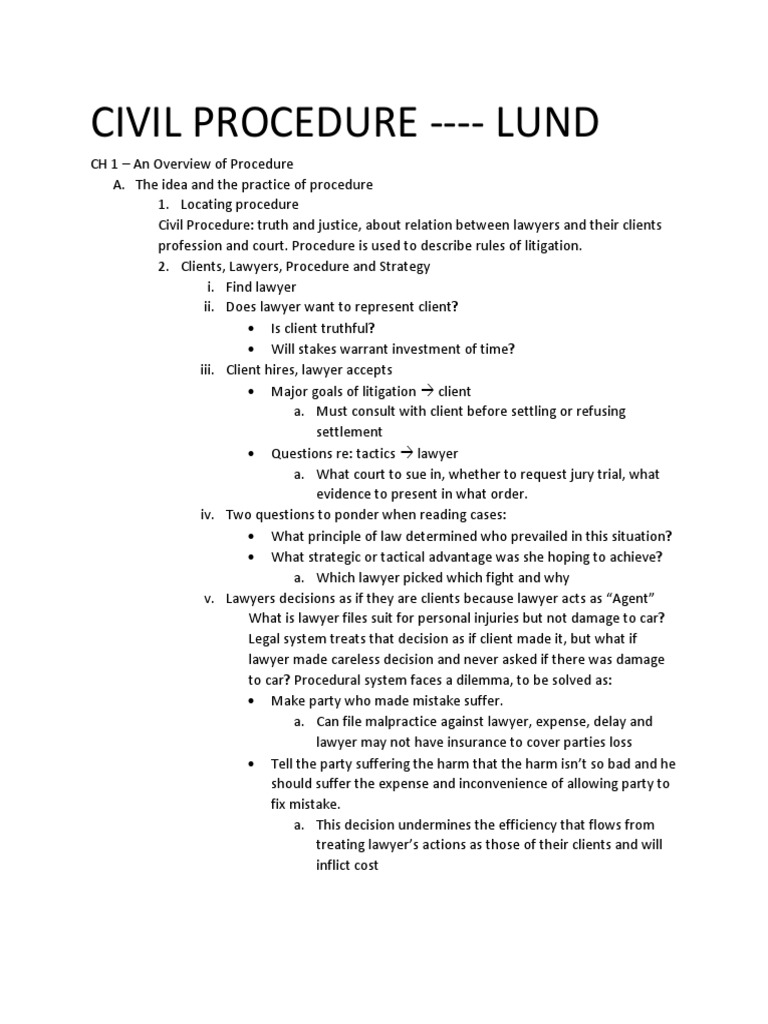 Civil Procedure Outline | PDF | Diversity Jurisdiction | Personal ...