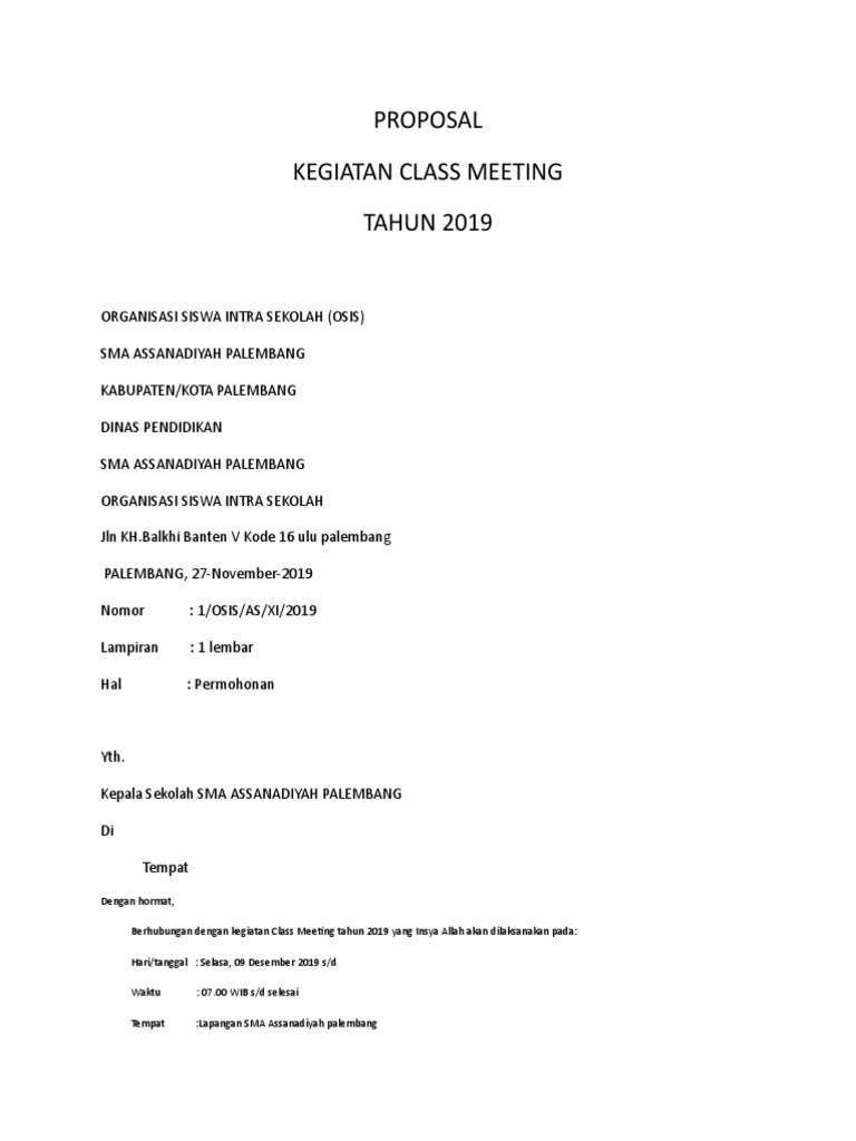 Proposal Class Meeting 2019 | PDF