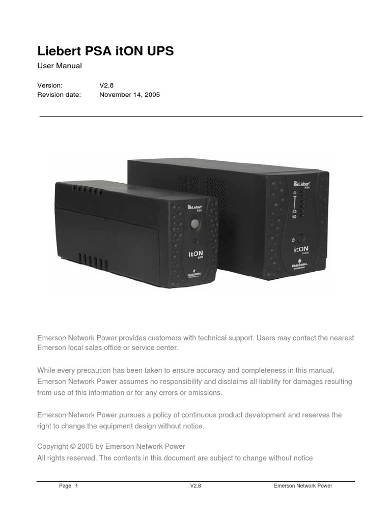 Liebert PSA Iton User Manual | PDF | Mains Electricity | Power Supply