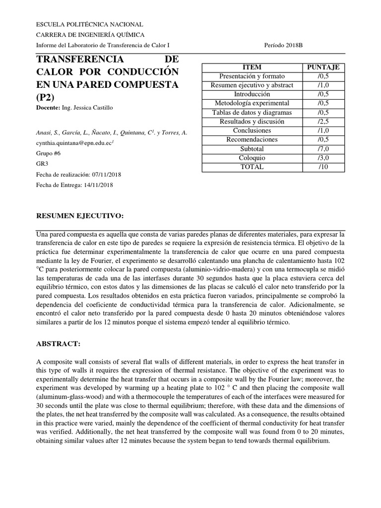 Practica 2 Conducción | PDF | Conduccion termica | Calor