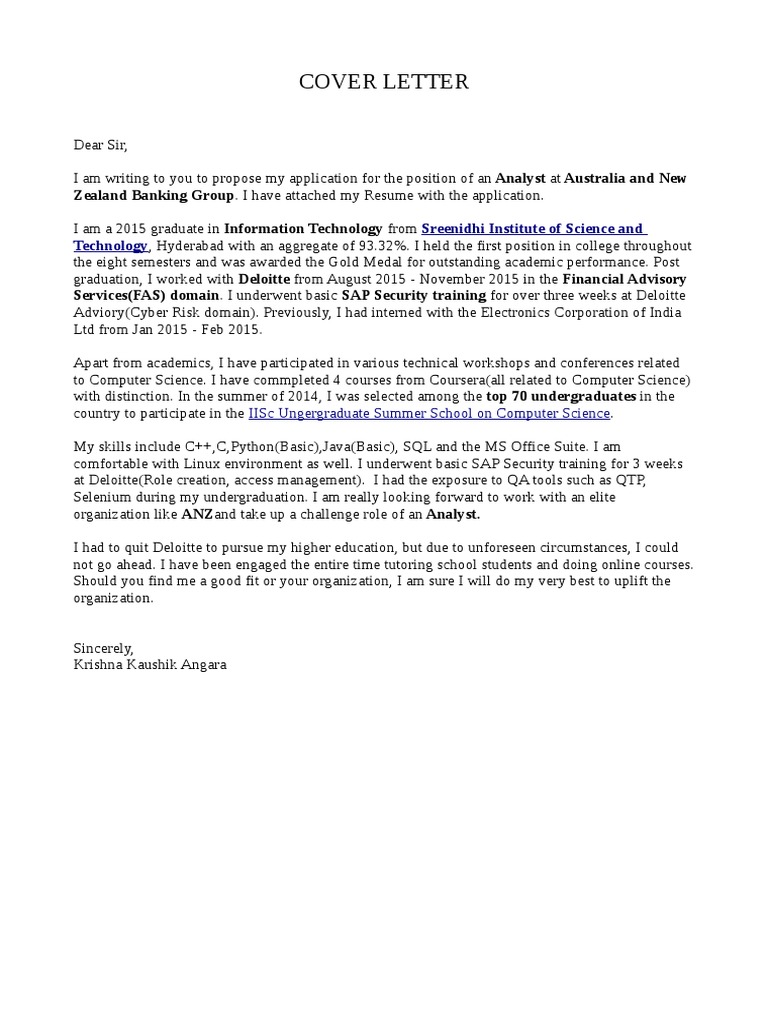 Cover Letter Sample | PDF