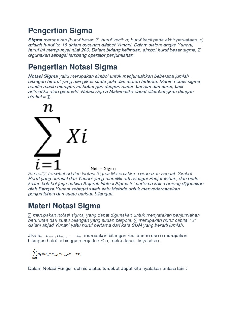 Pengertian Sigma | PDF