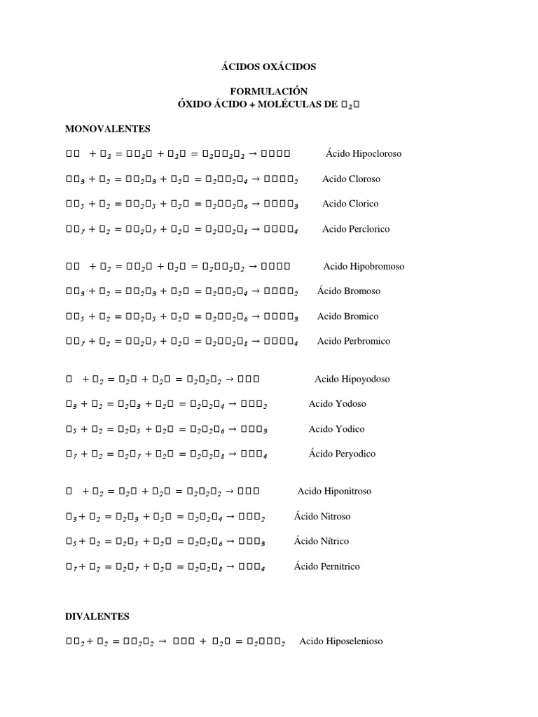 Acidos Oxacidos | PDF | Conjuntos de elementos químicos | Química