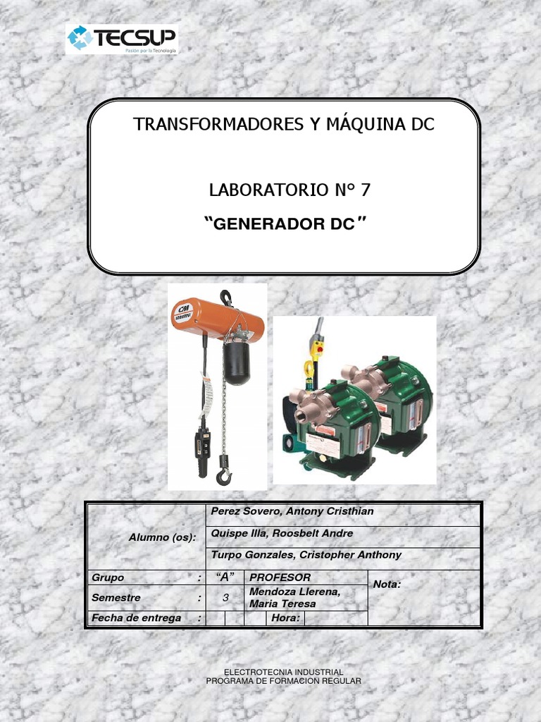 Generador DC Lab 7 PDF | Descargar gratis PDF | Generador eléctrico | Transformador