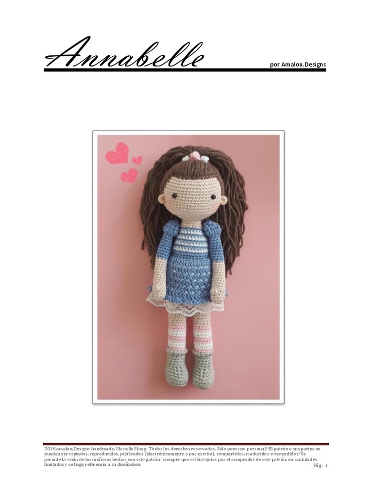 Patrón de Muñeca Annabelle en Crochet | PDF | Pelo | Naturaleza