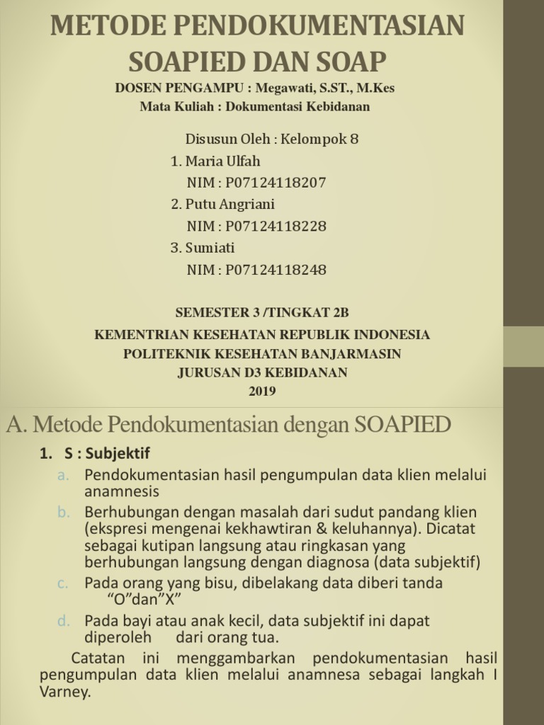 Metode Pendokumentasian Soapied Dan Soap | PDF