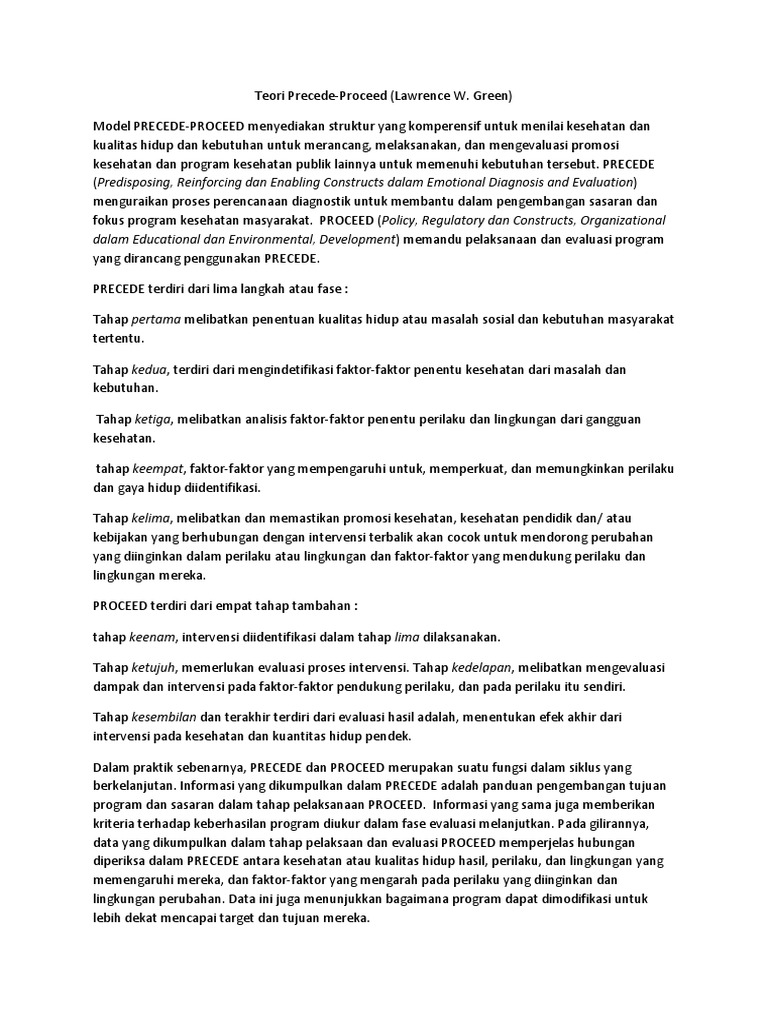 Teori Precede-Proceed | PDF
