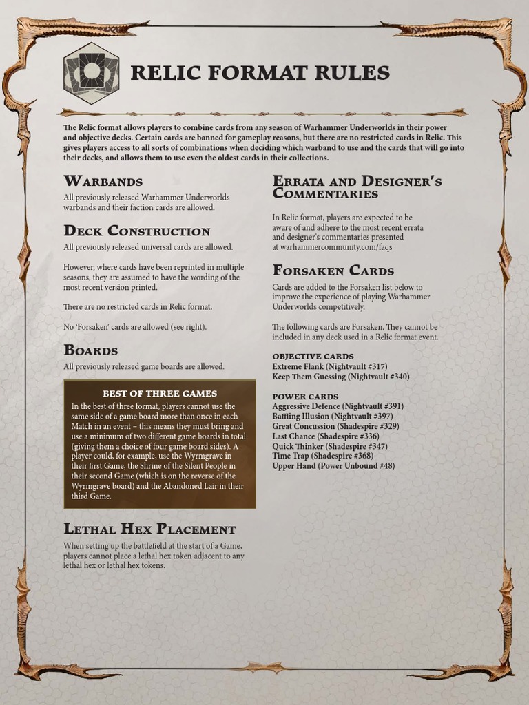 Warhammer Underworlds Relic Format PDF | PDF | Card Games | Entertainment
