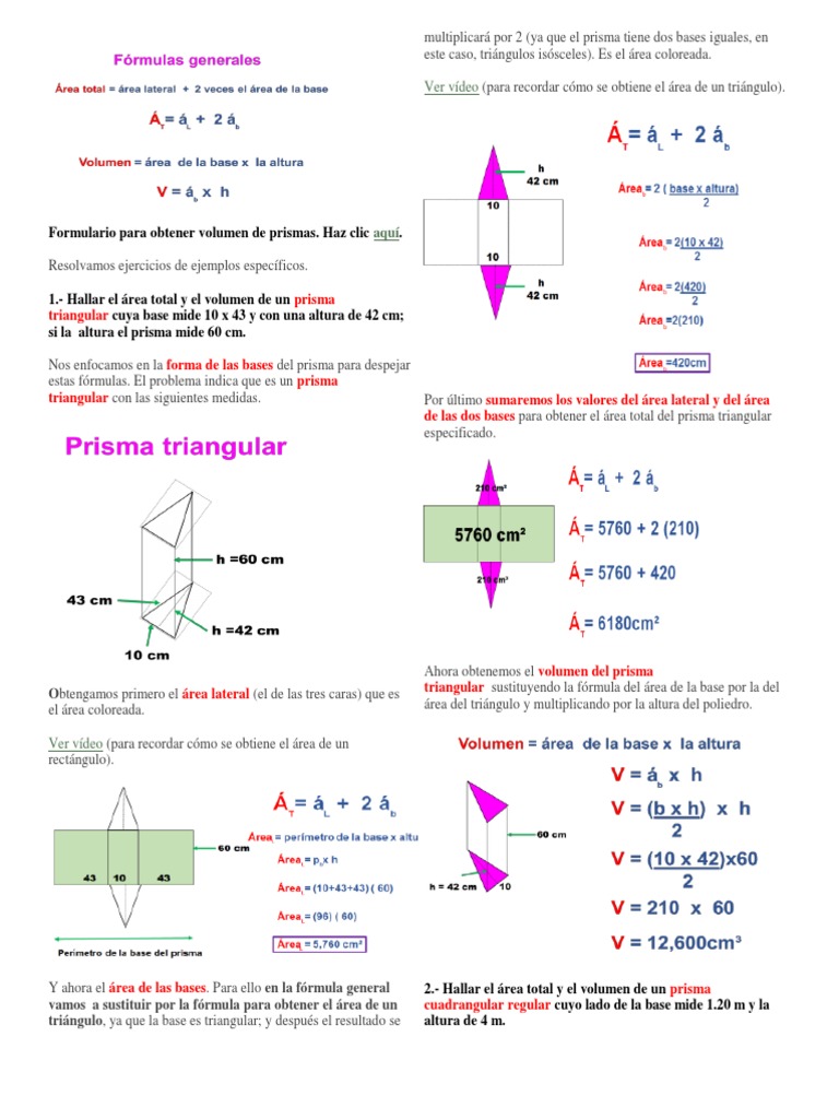 Formulario para Obtener Volumen de Prismas | Descargar gratis PDF ...