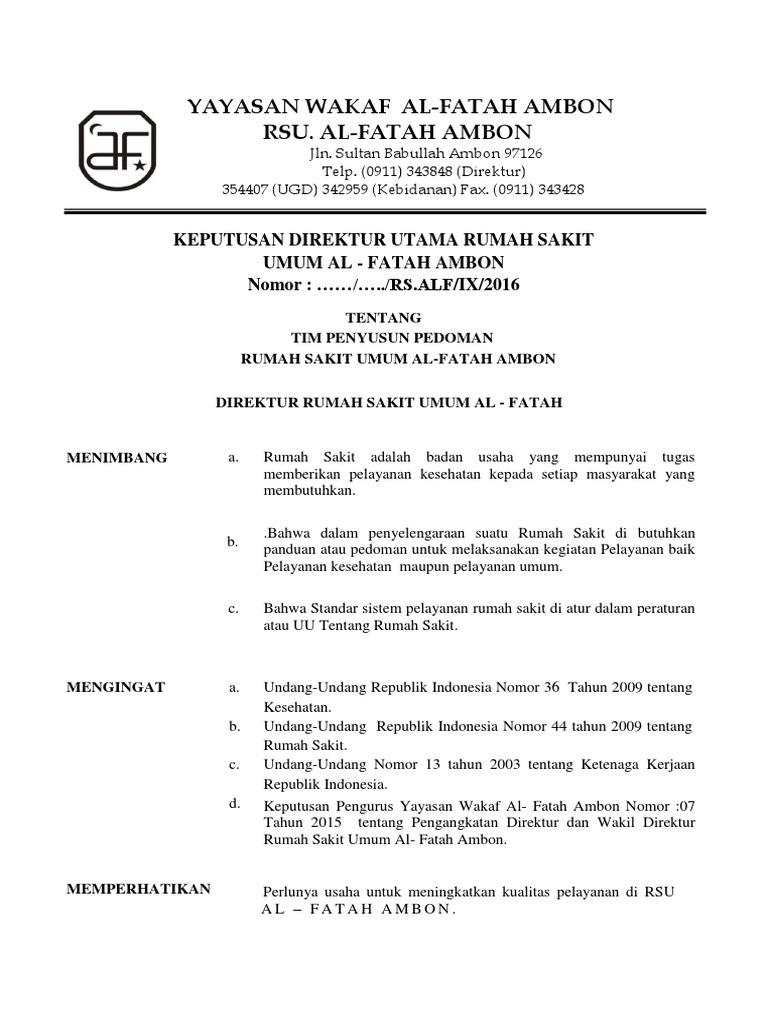 SK Tim Penyusun Pedoman | PDF