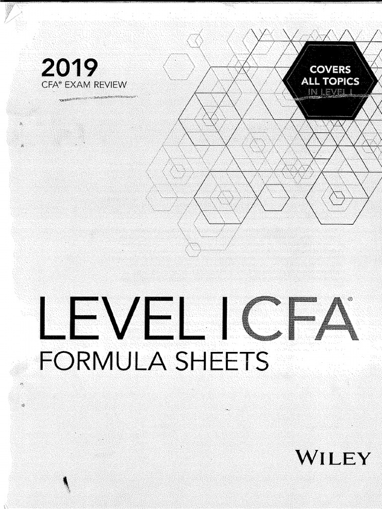 CFA Level I Formula Sheet 2019 | PDF