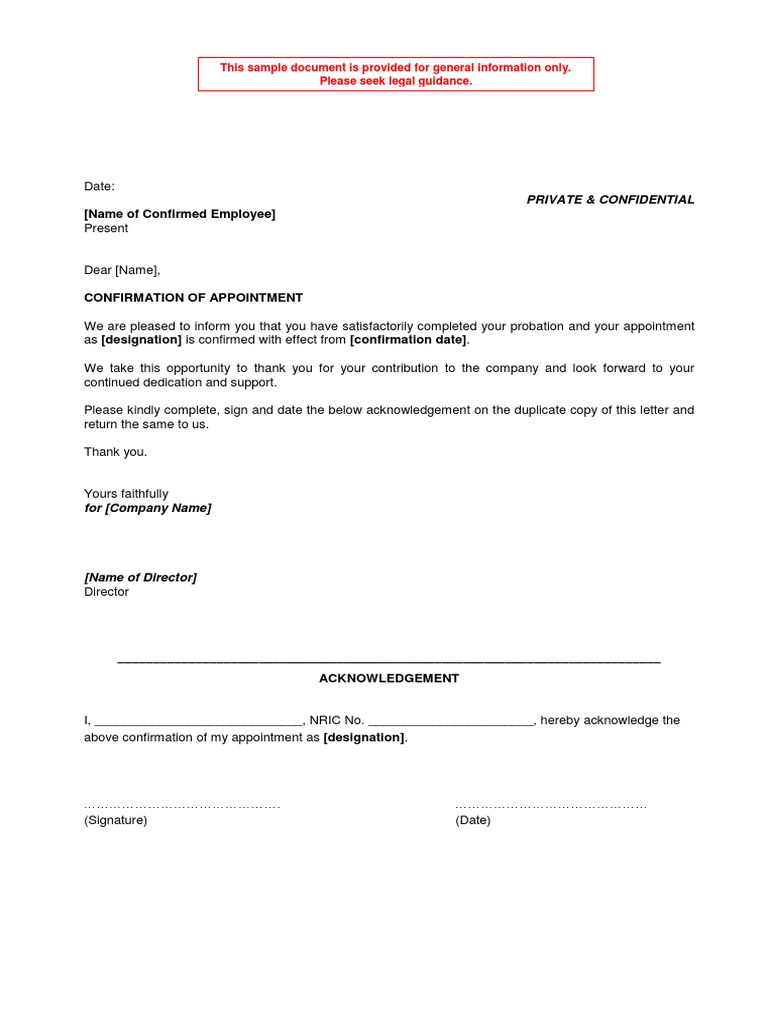 Confirmation Letter | PDF