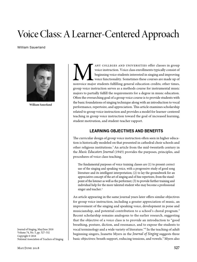 Voice Class Learner-Centered Approach - Sauerland | PDF | Singing ...