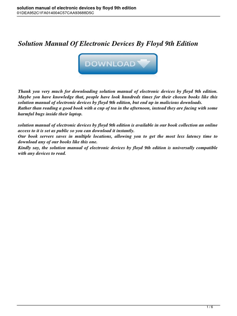 Solution Manual of Electronic Devices by PDF | PDF | Engineering ...