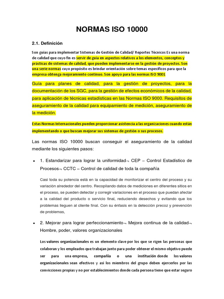 Normas Iso 10000 | PDF | Producto (Negocio) | Calidad (comercial)