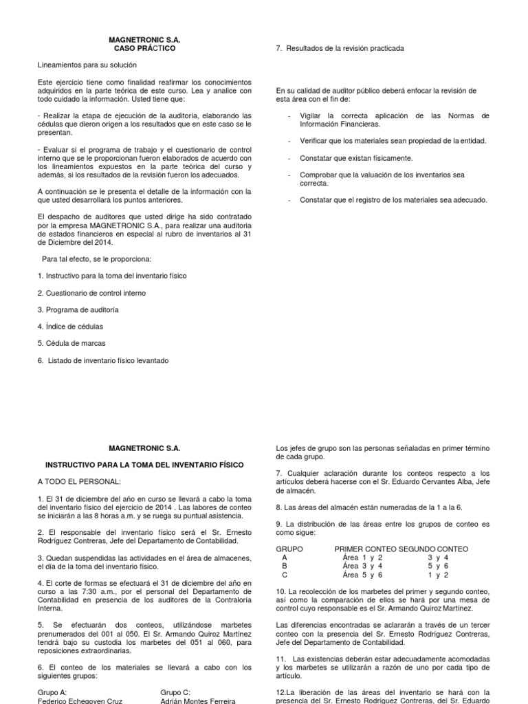 CASO PRACTICO Inventarios | PDF | Auditoría | Inventario