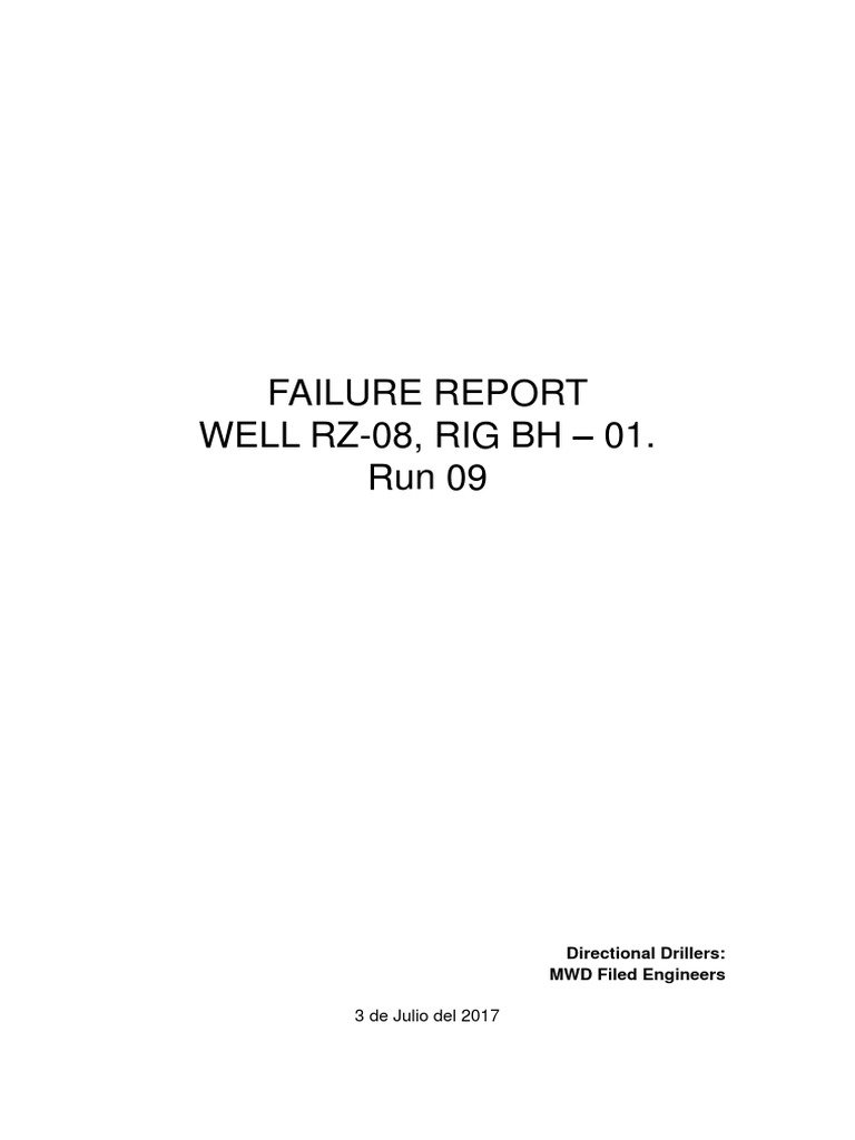 MWD Failure Report in RUN9 of RZ-08 Well PDF | PDF | Pump | Mechanical ...