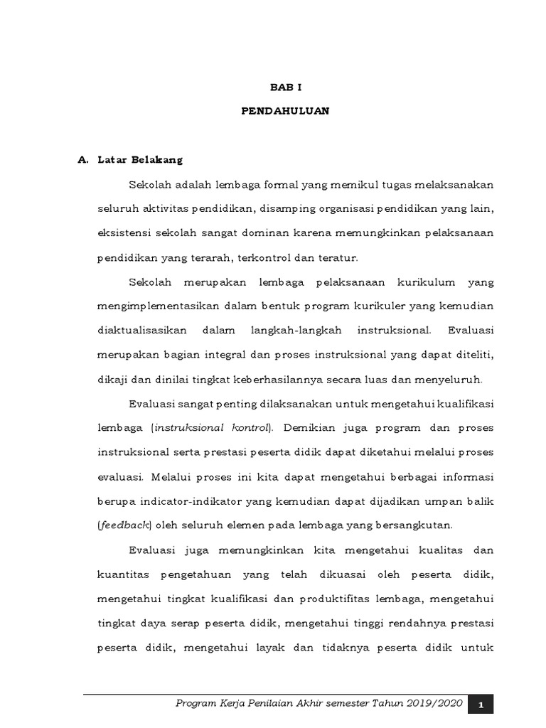 Program Kerja PAS GANJIL 2019 | PDF