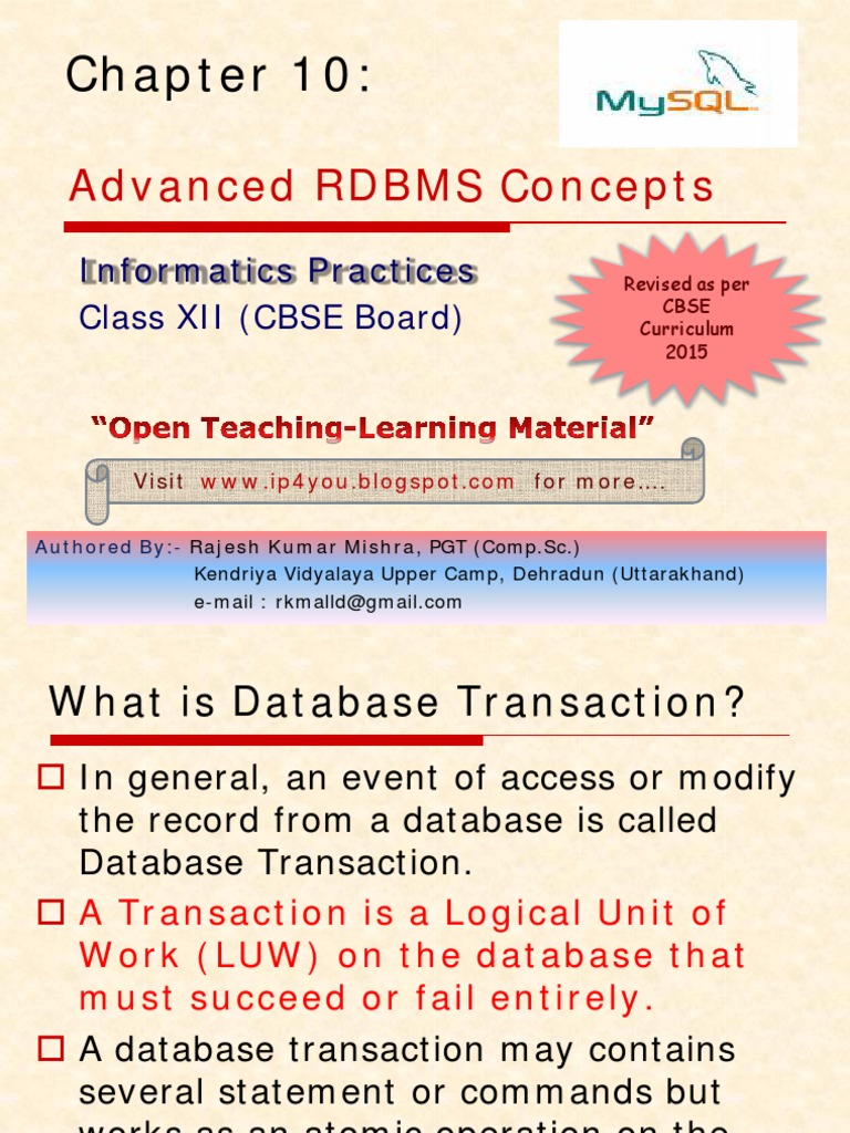 Chapter 10 Database Transaction Pdf Database Transaction Synchronization
