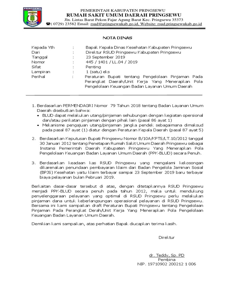 Contoh Nota Dinas | PDF