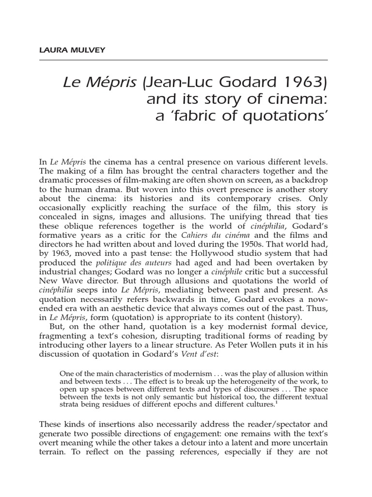 Le Mepris Jean-Luc Godard 1963 and Its S PDF | PDF | Jean Luc Godard ...