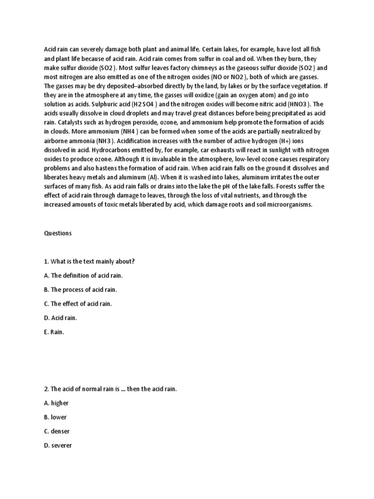 Effects and Causes of Acid Rain | PDF | Acid | Sulfuric Acid
