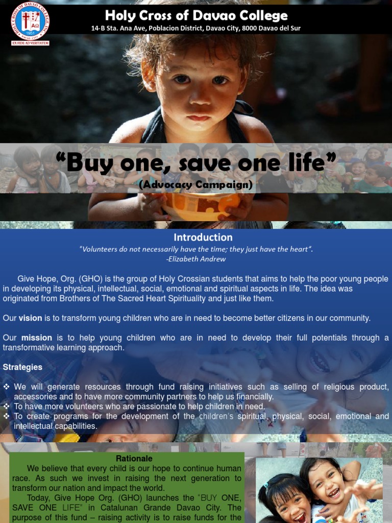 Buy One, Save One Life: A Fundraising Campaign Proposal from Give Hope ...