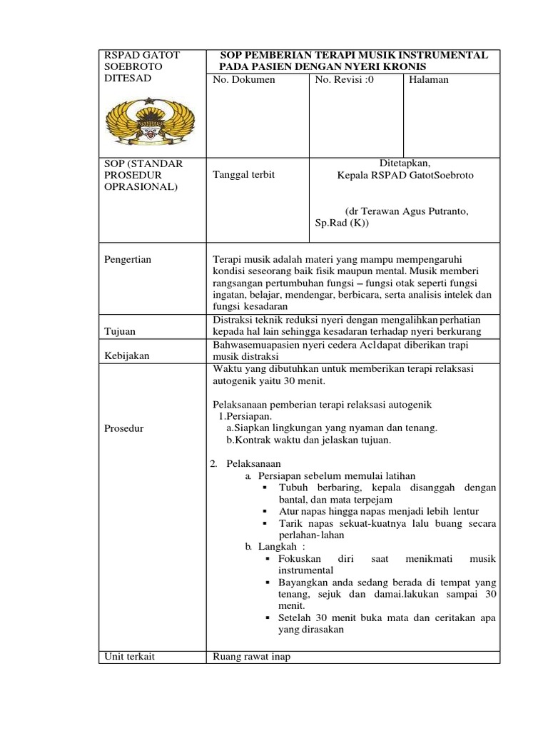 Sop Terapi Musik | PDF