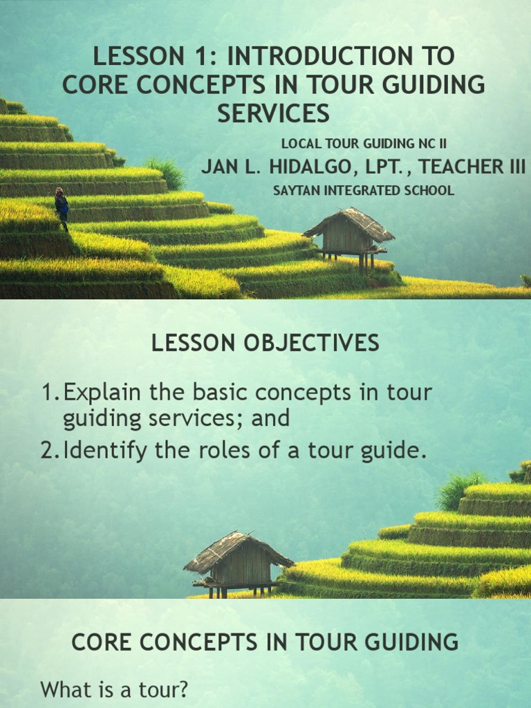 Lesson 1 Introduction To Core Concepts in Tour Guiding Services ...