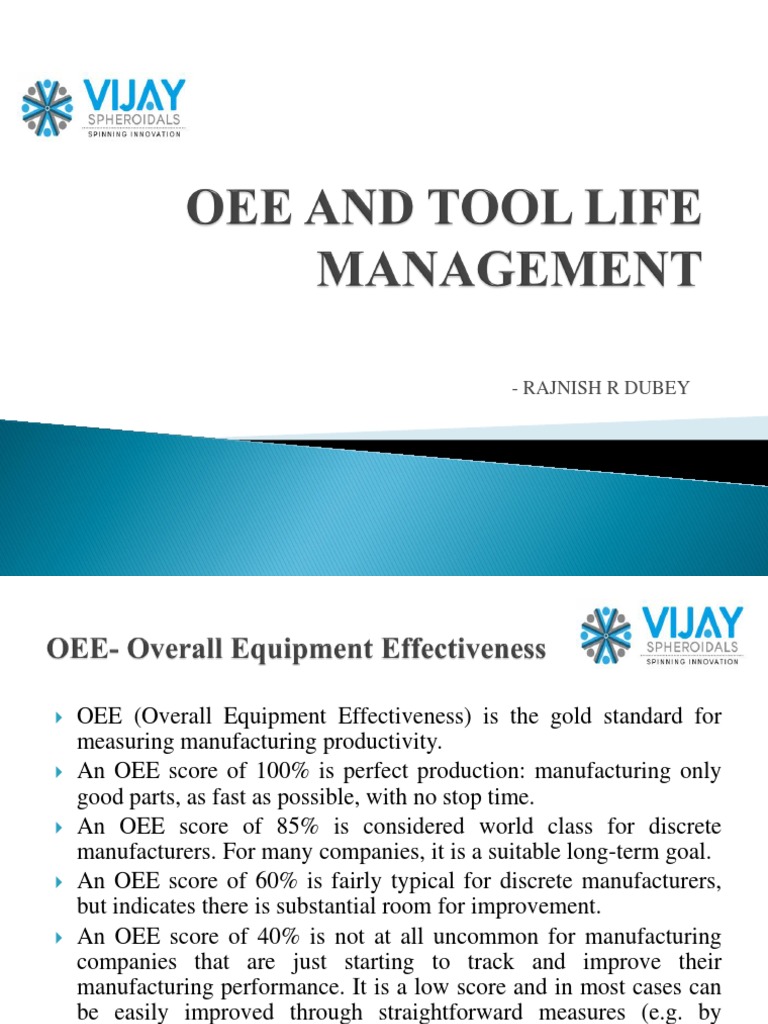 Oee and Tool Life Management 1 | PDF | Business | Economies