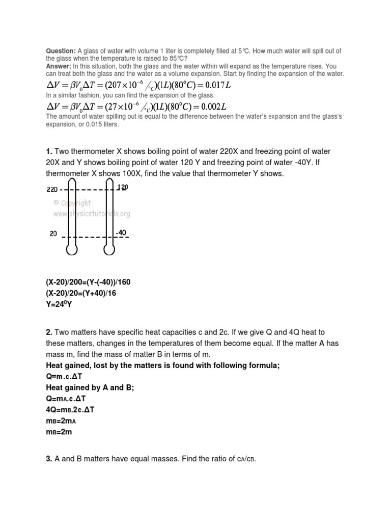 Solved Queries Thermal Expansion | PDF | Thermal Expansion | Celsius