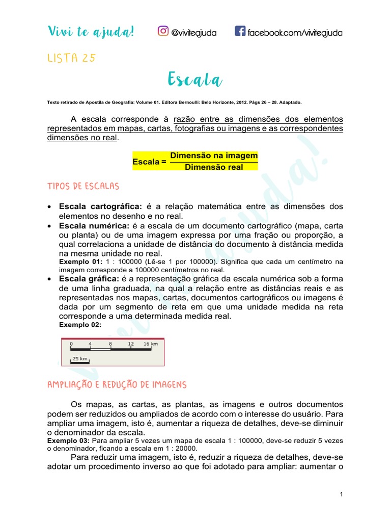 Cópia de Lista 25 - Escala PDF | PDF | Mapa | Natureza