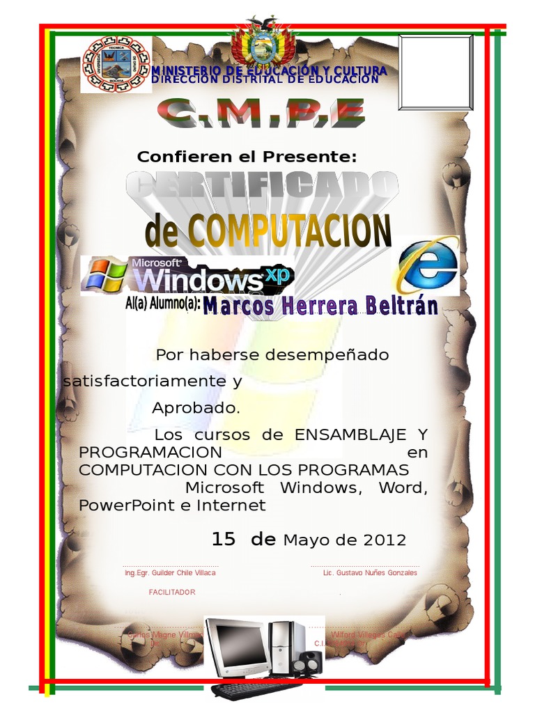 Certificado Computacion | PDF