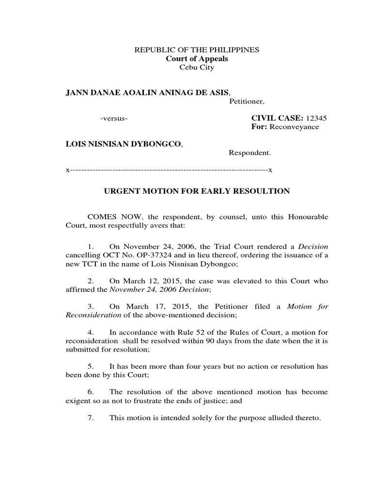 Assignment 6 - Motion For Early Resolution | Download Free PDF | Affidavit | Virtue