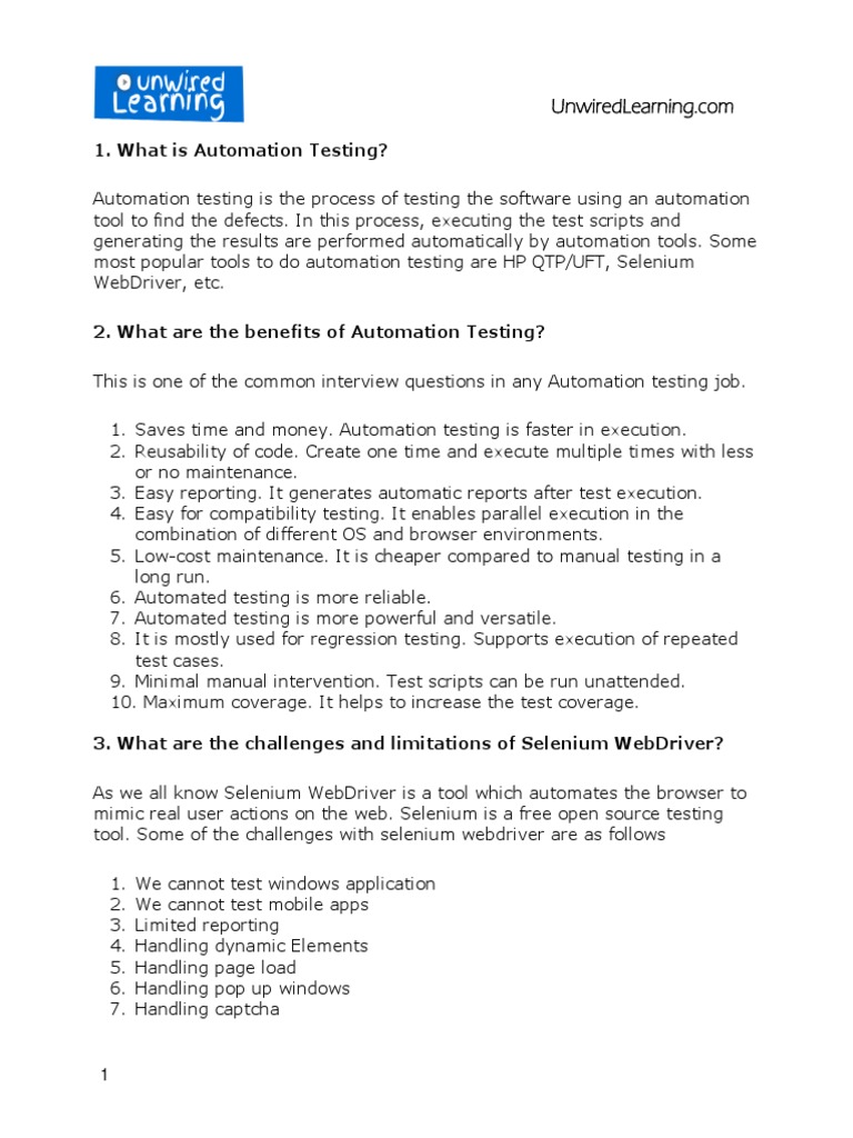 Selenium Webdriver Interview Question Pdf Pdf Selenium Software Ajax Programming 