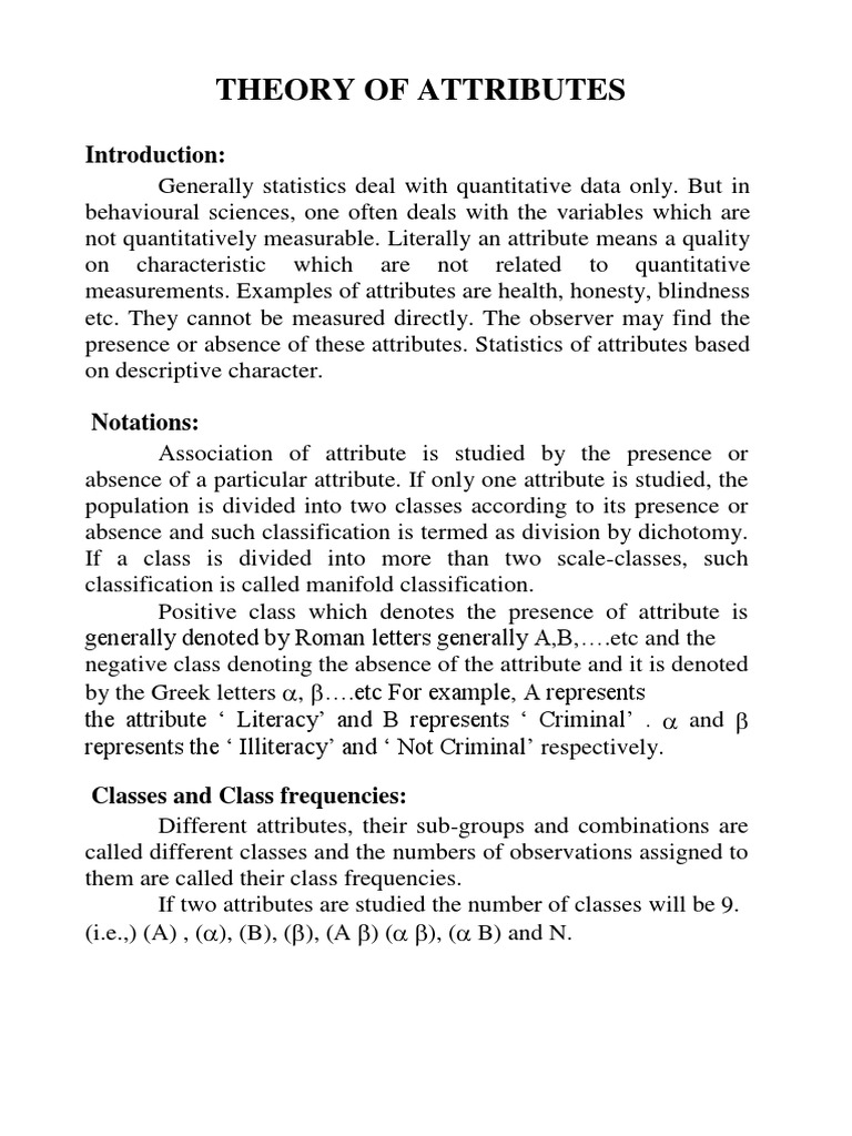 Final Theory of Attributes | PDF | Literacy | Statistics