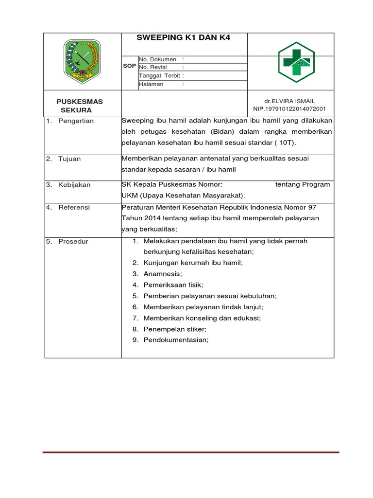 Sop SWEEPING K1 DAN K4 | PDF