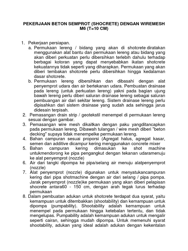 Pekerjaan Beton Semprot | PDF