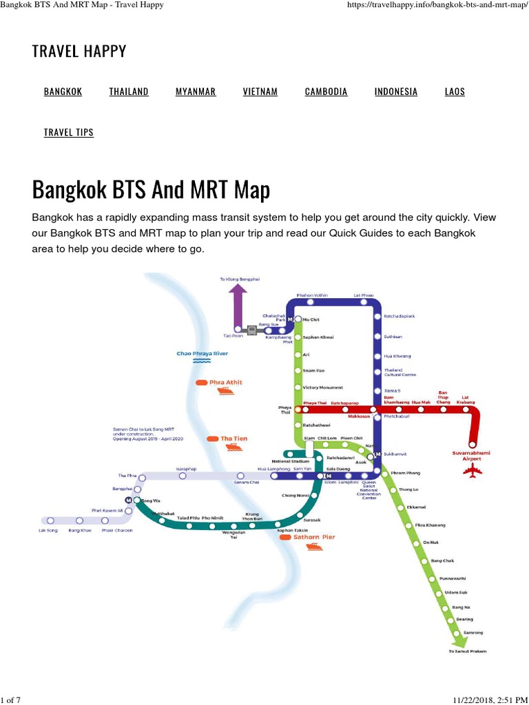 Bangkok BTS and MRT Map - Travel Happy PDF | PDF | Bangkok | Rapid Transit
