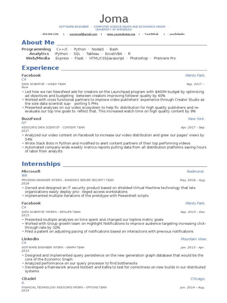 Jonathan Ma Resume | PDF | Facebook | Software