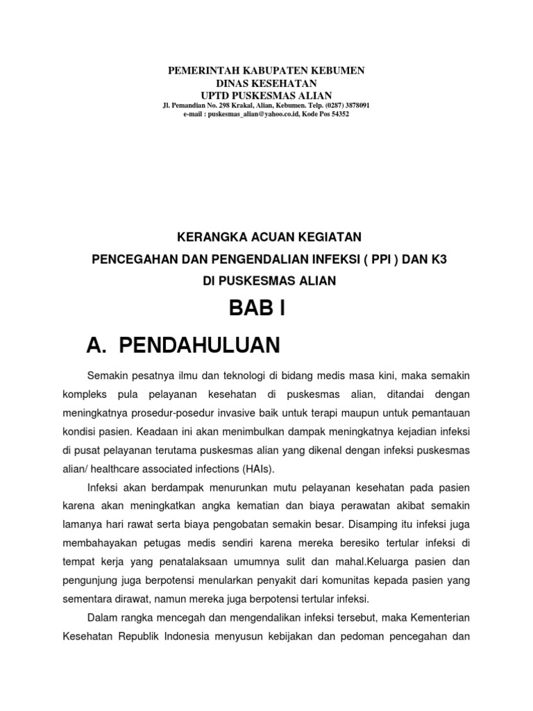 Kak Program Ppi Puskesmas | PDF