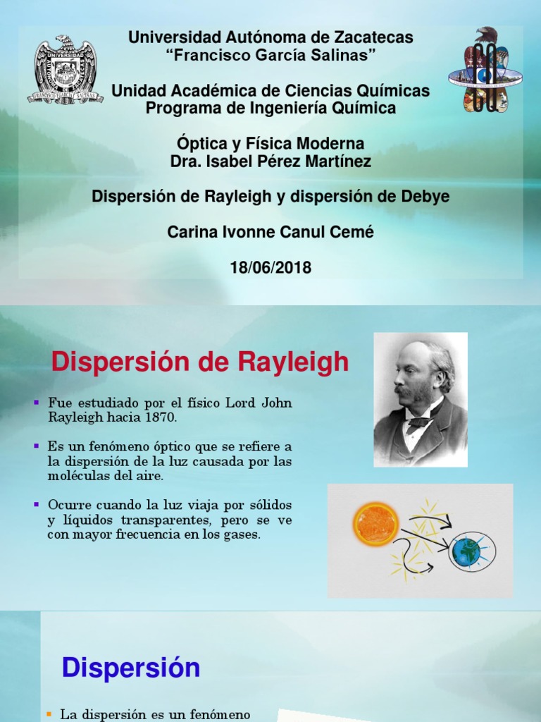 Dispersión de Rayleigh - Debye | PDF | Dispersión | Ligero