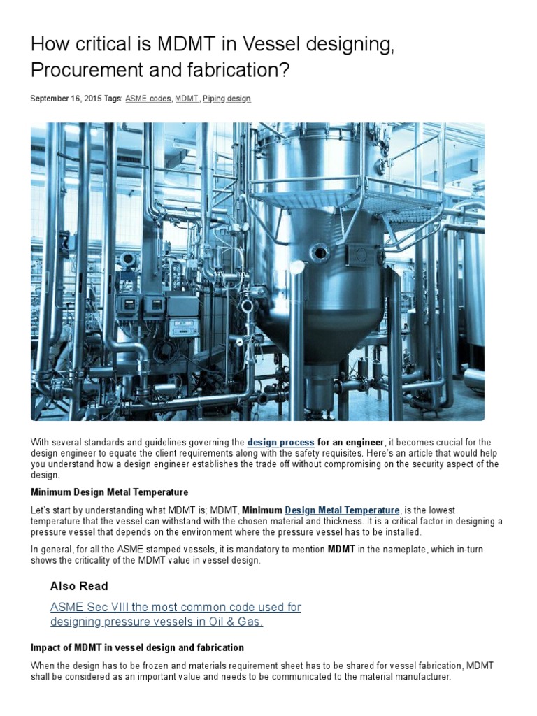 How Critical Is MDMT in Vessel Designing - Enventure | PDF ...