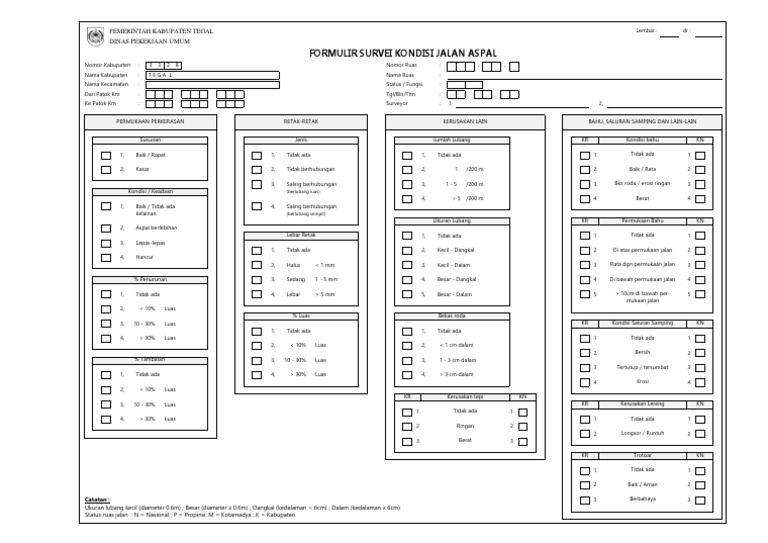 Formulir Survey Kondisi Jalan - SDI