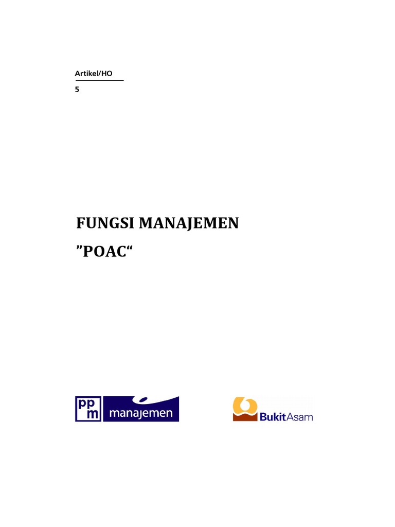 Fungsi Manajemen POAC | PDF