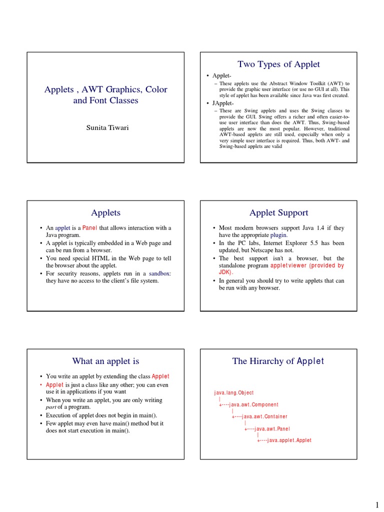 Applet Notes PDF | PDF | Computing Platforms | Computer Programming